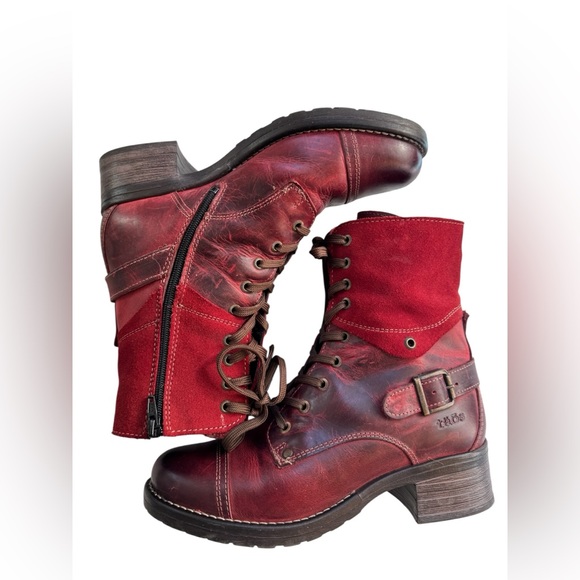 Taos Footwear | Shoes | Taos Footwear Crave Womens Red Leather Combat ...